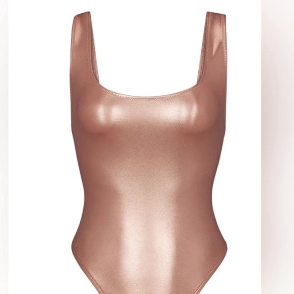 SKIMS | Swim | Skims Metallic Swim High Cut One Piece Champagne | Poshmark